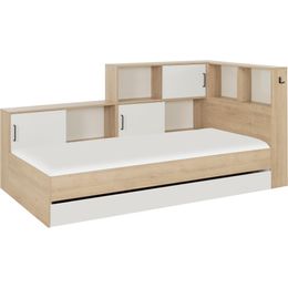 Schlafzimmer-Set GAMI, B:120cm H:104cm T:221cm, wei&szlig;, Spanplatte, Schlafzimmerm&ouml;bel-Sets, Ideal f&uuml;r Kinder und Jugendzimmer