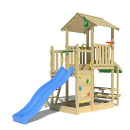 Jungle Gym Jungen Spielturm "Keep", blau, Holzwerkstoff, B:419cm H:307cm T:181cm, Spieltürme, Spielanlage mit Mini Market und Rutsche mit
