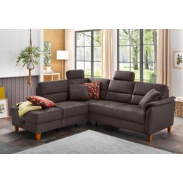 Ecksofa Home Affaire, B:236cm H:89cm T:212cm, braun, 100% Polyester;Struktur (100% Polyester);Luxus-Microfaser in Lederoptik (100% Polyester),