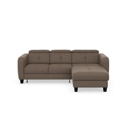Sit & More Ecksofa SIT & MORE, B:247cm H:85cm T:170cm, braun, Wohnzimmer, Sofas, "Belluci L-Form", inklusive Federkern, wahlweise mit Bettfunktion und Bettkasten