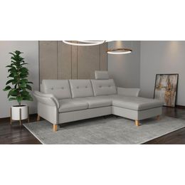 Sit & More Ecksofa SIT & MORE, B:268cm H:90cm T:176cm, grau, Wohnzimmer, Sofas, "G&ouml;teborg", Sitztiefenverstellung und Federkern, wahlweise mit Bettfunktion