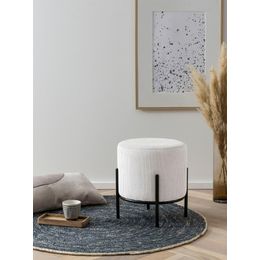 Polsterhocker Salesfever, B:35cm H:38cm T:35cm, beige, Stoff (88% Polyester/12% Nylon), Metall, Hocker, "Komfortabler Polsterhocker", mit