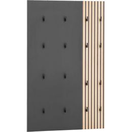 Garderobenpaneel Welltime, B:73,5cm H:109cm T:2,6cm, schwarz, FSC-zertifizierter Holzwerkstoff, Garderobenpaneele, "Alexa, Breite 73 cm made in