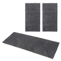 Hochflor-Bettumrandung my home, H:25mm, grau, Obermaterial: 100% Polyester, Bettumrandungen, "Microfaser Teppich Magong, besonders weich, sehr feiner