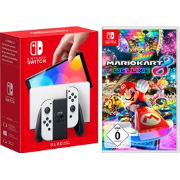 NINTENDO SWITCH Konsolen-Set "OLED", B:24,2cm H:1,39cm T:10,2cm, weiß, Spielekonsolen, inkl. Mario Kart 8 Deluxe
