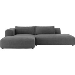 Ecksofa OTTO HOME, B:287cm H:76cm T:168cm, grau, 100% Polyester, Wohnzimmer, Sofas, "TIARRA Design-Sofa mit Ottomane recht/links bestellbar, Breite