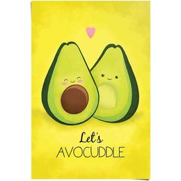 Poster Reinders, B:61cm H:91,5cm, gelb, Papier, Bilder, "Avocado let ́s avocuddle"