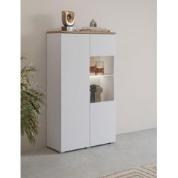 Vitrine Inosign, B:80cm H:140cm T:34,5cm, weiß, FSC-zertifizierter Holzwerkstoff, Glas, Melamin, Metall, Wohnzimmer, Schränke, "Modo, Breite 80 cm,
