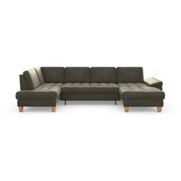 Sit & More Wohnlandschaft SIT & MORE, B:338cm H:88cm T:172cm, gr&uuml;n, 100% Polyester, Sofas, "Westham U-Form", wahlweise mit Bettfunktion, Bettkasten,