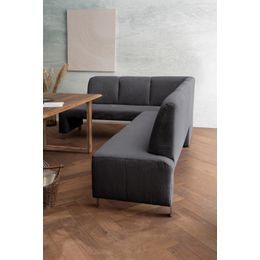 Eckbank, B:264cm H:91cm T:197cm, grau, exxpo - SOFA FASHION, NaturLeder;Strukturstoff (Zusammensetzung: Polyester 100%);Luxus-Microfaser