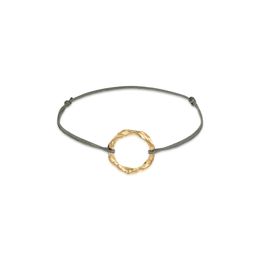 Elli Damen Armband "Kreis Design Grau Nylon 925 Sterling Silber vergoldet", 16cm, ohne Stein, Silber 925 (Sterlingsilber), gold, Silber 925