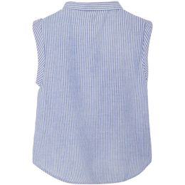 name it M&auml;dchen Kurzarmbluse "NKFFEMMA CAPSL SHIRT NOOS", blau, Gr. 116, gestreift, Web, Obermaterial: 100% Baumwolle, Blusen, mit Knotendetail vorne