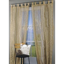 Gardine, B:105cm H:245cm, braun, HOSSNER - ART OF HOME DECO, Polyester, Wohnzimmer, Gardinen, "Spilauersee", Schlaufenschal mit toller Stickerei
