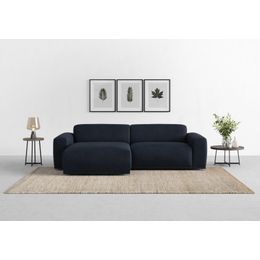 Ecksofa Trendmanufaktur, B:255cm H:72cm T:160cm, blau, 100% Polyester, Wohnzimmer, Sofas, "Braga, mit hochwertigem Kaltschaum, L-Form, in Cord