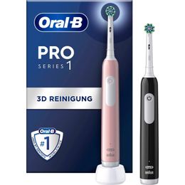 Oral-B Elektrische Zahnbürste "PRO Series 1 Doppelpack", pink, Elektrozahnbürsten, Drucksensor