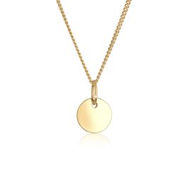 Elli Premium Damen Kette mit Anh&auml;nger "Pl&auml;ttchen Coin Rund 585 Gelbgold (14 Karat)", 45, ohne Stein, Gelbgold 585, L: 45, gold, Gelbgold 585,