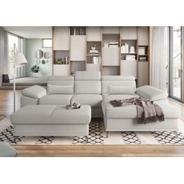 Sit & More Ecksofa SIT & MORE, B:295cm H:87cm T:180cm, grau, 100% Polyester, Wohnzimmer, Sofas, "Cabrio L-Form, B: 295 cm, mit Sitztiefen-, Arm- &