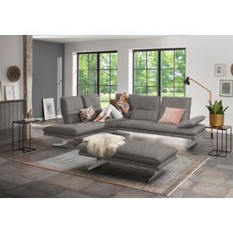 Ecksofa W.Schillig, B:284cm H:94cm T:224cm, grau, Flachgewebe S22 (100% Polyester), Wohnzimmer, Sofas, "broadway, Designsofa, mit tollem Sitzkomfort,