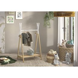 Kleiderständer Vipack, B:74cm H:131,8cm T:50cm, beige, Massivholz, Schlafzimmer, Garderobenständer, "Kiddy, die ideale Hängemöglichkeit für das