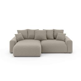 Ecksofa Home Affaire, B:235cm H:84cm T:142cm, beige, 100% Polyester, Wohnzimmer, Sofas, "LAKESIDE klein mit Bettfunktion und Bettkasten, B/T/H