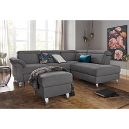 Sit & More Ecksofa SIT & MORE, B:245cm H:84cm T:194cm, grau, Wohnzimmer, Sofas, "Arngast L-Form", inklusive Kopfteilverstellung und Federkern