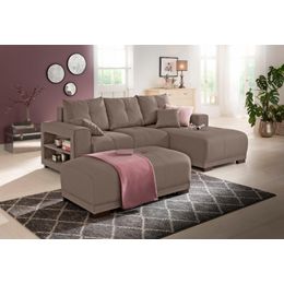 Ecksofa Home Affaire, B:234cm H:91cm T:162cm, braun, Struktur (100% Polyester);Struktur fein ( 100% Polyester);Filzoptik (100% Polyester),