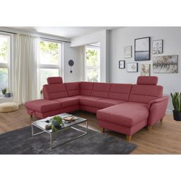Wohnlandschaft Home Affaire, B:308cm H:89cm T:212cm, lila, 100% Polyester;Struktur (100% Polyester);Luxus-Microfaser in Lederoptik (100% Polyester),