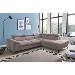 Ecksofa COTTA, B:249cm H:72cm T:207cm, grau, Microfaser (100% Polyester);Flachgewebe (100% Polyester), Wohnzimmer, Sofas, "Kitty L-Form, B: 249 cm",