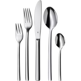WMF Besteck-Set "Miami in eleganter Optik, ergonomische Haptik, Wellenschliff-Messer", 30 Stk., silber, Essbesteck-Sets, spülmaschinengeeignet,