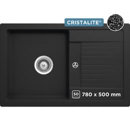 Schock Granitsp&uuml;le "Lima D-100S", beidseitig, schwarz, K&uuml;chensp&uuml;len, 78/50 cm, Auflagesp&uuml;le