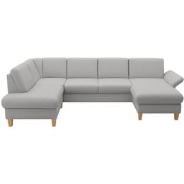 Wohnlandschaft Home Affaire, B:314cm H:90cm T:195cm, grau, 95% Polyester 5% Polyamid, Sofas, "Rochelle, U-Form", optional mit Armteilverstellung, mit