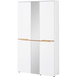 Garderobenschrank Innostyle, B:105cm H:191cm T:38cm, weiß, ABS-Kunststoff, Dekorfolie, Holzwerkstoff, MDF, Flur, Schränke, "Memphis