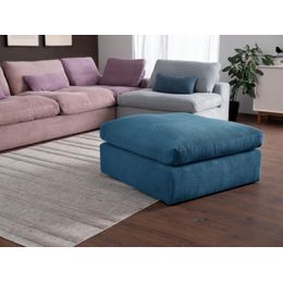 Hocker Alina, B:98cm H:46cm T:98cm, blau, Cord GCT (92% Polyester, 8% Nylon), Wohnzimmer, Hocker, "Sandy", 98 cm breit und 98 cm tief