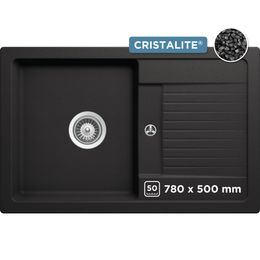 Schock Granitsp&uuml;le "Lima D-100S", beidseitig, schwarz, K&uuml;chensp&uuml;len, 78/50 cm, Auflagesp&uuml;le