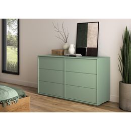 Kommode GAMI, B:140cm H:80cm T:45cm, gr&uuml;n, Spanplatte, Schlafzimmer, Sideboards, "Jade", Kommode mit 6 Schubladen