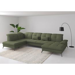 Sit & More Wohnlandschaft SIT & MORE, B:357cm H:90cm T:231cm, grün, 95% Polyester, 5% Polyamid, Sofas, "Amica, U-Form, inkl. Sitztiefenverstellung und