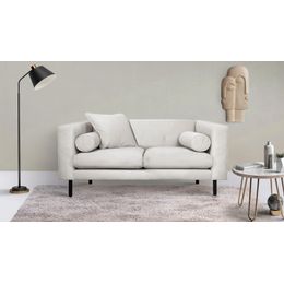2-Sitzer Home Affaire, B:155cm H:83cm T:74cm, beige, 100% Polyester, Sofas, "Lillibeth Designsofa mit Wellenunterfederung, Ma&szlig;e B/T/H: 155/74/83 cm",