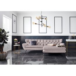 Ecksofa 3C CANDY, B:300cm H:94cm T:175cm, rosa, Samt-Optik (100% Polyester), Wohnzimmer, Sofas, "Beatrice Designsofa in moderner Retrooptik, bequem