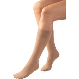 Janastyle Damen Kniestr&uuml;mpfe "Microfaser Kniestr&uuml;mpfe, gummilos und extrabreitem Komfortbund, bequem", beige, Obermaterial: 100% Polyamid, Socken,