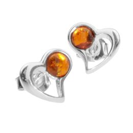 OSTSEE-SCHMUCK Damen Paar Ohrstecker "- Herz - Silber 925/000 - Bernstein", Silber 925 (Sterlingsilber), silber, Silber 925 (Sterlingsilber), Ohrringe