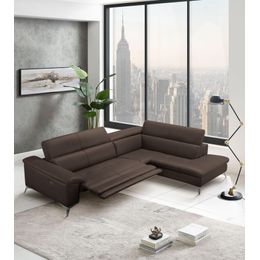 Ecksofa Egoitaliano, B:272cm H:96cm T:203cm, braun, Leder &raquo;BULL&laquo; (echtes Rindsleder). Geschliffenes, pigmentiertes und behandeltes Rindsleder mit
