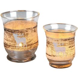 AMBIENTE HAUS Teelichthalter "Xmas, Weihnachtsdeko", B/H/T: 9cm, braun, Kerzenhalter