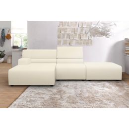Ecksofa Egoitaliano, B:287cm H:80cm T:98cm, beige, Leder &raquo;BULL&laquo; (echtes Rindsleder). Geschliffenes, pigmentiertes und behandeltes Rindsleder mit
