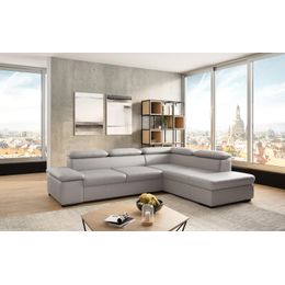 Sit & More Ecksofa SIT & MORE, B:272cm H:73cm T:226cm, grau, NaturLEDER;Spannstoff, Wohnzimmer, Sofas, "Alcudia L-Form", mit Armteilverstellung, optional