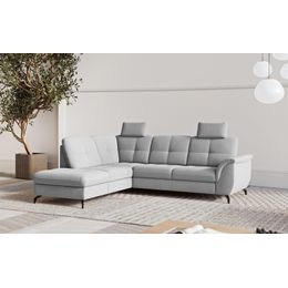 Sit & More Ecksofa SIT & MORE, B:244cm H:92cm T:212cm, grau, 100% Polyester, Wohnzimmer, Sofas, "Zora", wahlweise mit Bettfunktion und Bettkasten