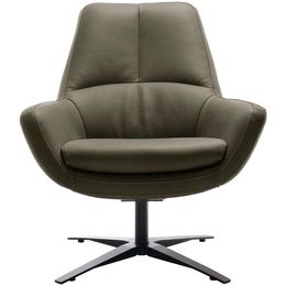 Drehsessel BETYPE, B:81cm H:92cm T:83cm, gr&uuml;n, 100% Echtleder, Wohnzimmer, Sessel, "Be Organic Standard Back, Loungesessel", in elegantem Design mit