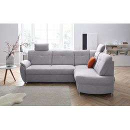 Sit & More Ecksofa SIT & MORE, B:246cm H:91cm T:176cm, silber, Kunstleder SOFTLUX;Luxus-Microfaser ALTARA NUBUCK (100% Polyester);Luxus-Microfaser (90%