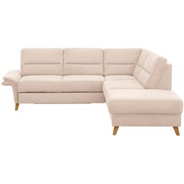 Ecksofa Home Affaire, B:238cm H:90cm T:213cm, beige, 100% Polyester, Wohnzimmer, Sofas, "Westerland L-Form", Federkern-Polsterung, wahlweise mit