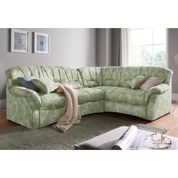 Ecksofa DOMO collection, B:256cm H:91cm T:200cm, gr&uuml;n, Luxus-Microfaser (100% Polyester), mit Muster;Struktur (100% Polyester), Wohnzimmer, Sofas,