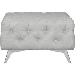 Polsterhocker Home Affaire, B:80cm H:45cm T:80cm, silber, Struktur (100% Polyester);Samtoptik (100% Polyester), Hocker, "Amaury", Chesterfield-Optik,
